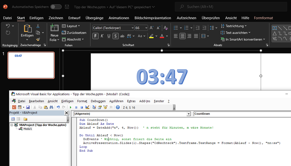 VBA/C#: Countdown für Powerpoint | DWX Developer World