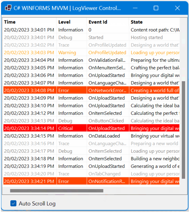 LogViewer Control für WinForms, WPF und Avalonia | DWX Developer World